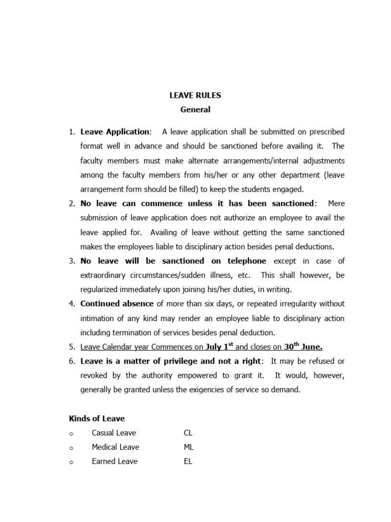 Leave Rules | PDF | Sick Leave | Doctor Of Philosophy