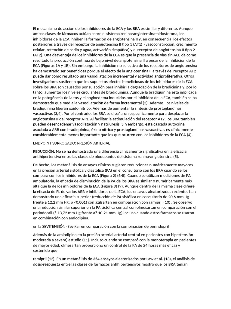 Comparativa ECA vs BRA en Hipertensión | PDF | Angiotensina ...