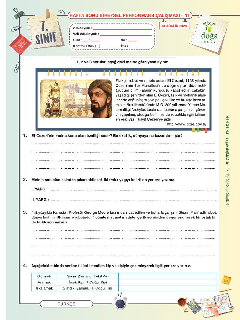 24_7_SINIF_HAFTA_SONU_ODEV_11_BASKI-1 | PDF