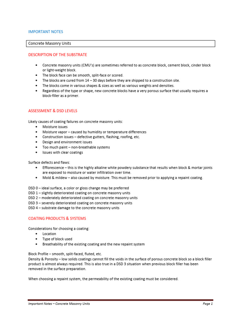 RSM Important Notes - Concrete Masonry Units | PDF | Masonry | Concrete