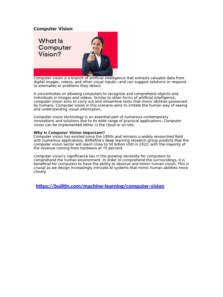 Definition of Computer Vision | PDF