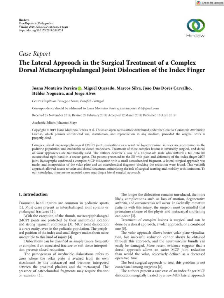 Case Reports in Orthopedics - 2019 - Pereira - The Lateral Approach in ...