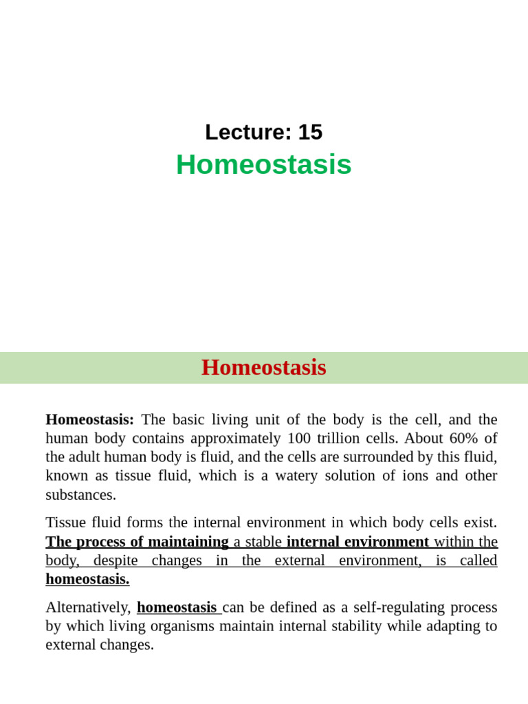 Lec-15 Homeostasis (HML) | PDF | Fever | Human Body