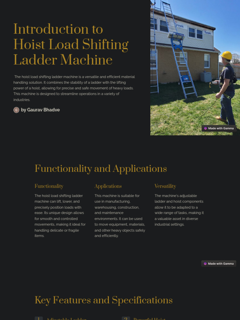 Introduction To Hoist Load Shifting Ladder Machine | PDF | Engineering