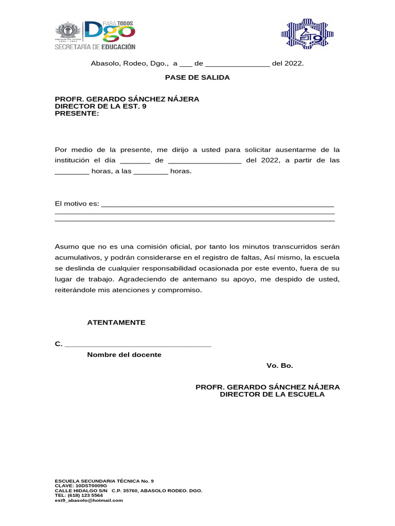 Pase de Salida | PDF