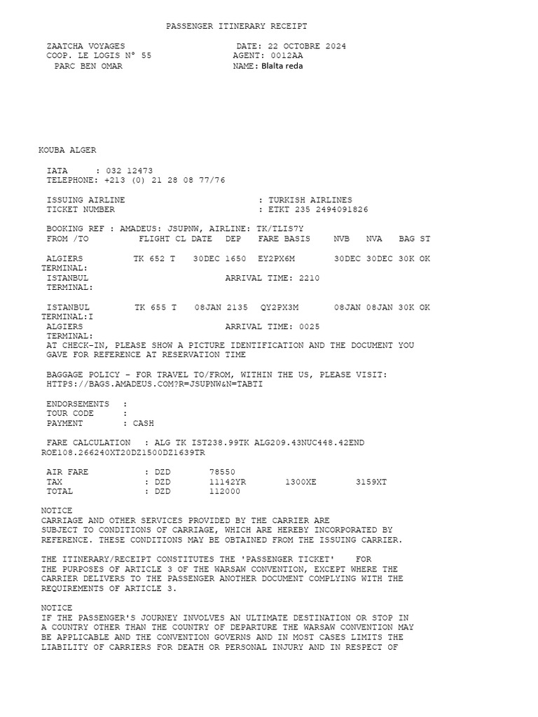 TELEX BILLETBlatareda | PDF