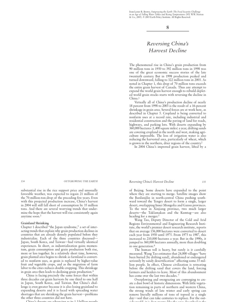 Reversing China's Harvest Decline: in An Age of Falling Water Tables ...