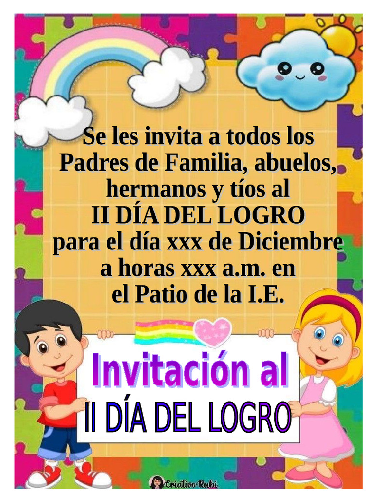 Invitacion Del Dia Del Logro | PDF