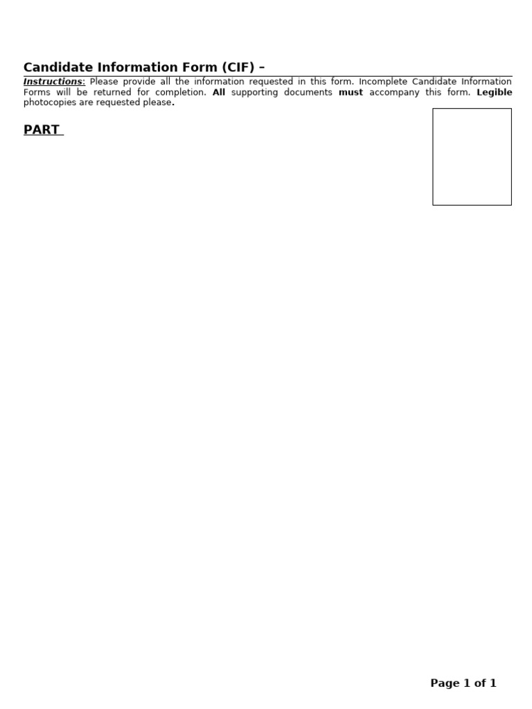 Standard CIF Form | PDF