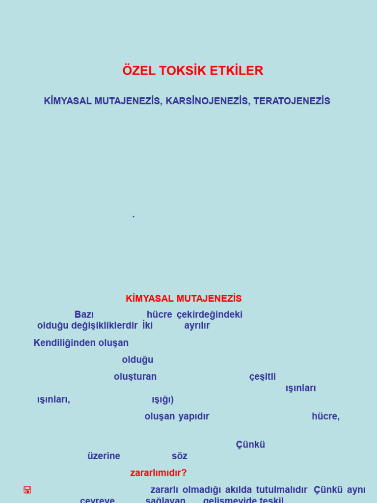 Özel Toksik Etkiler I | PDF
