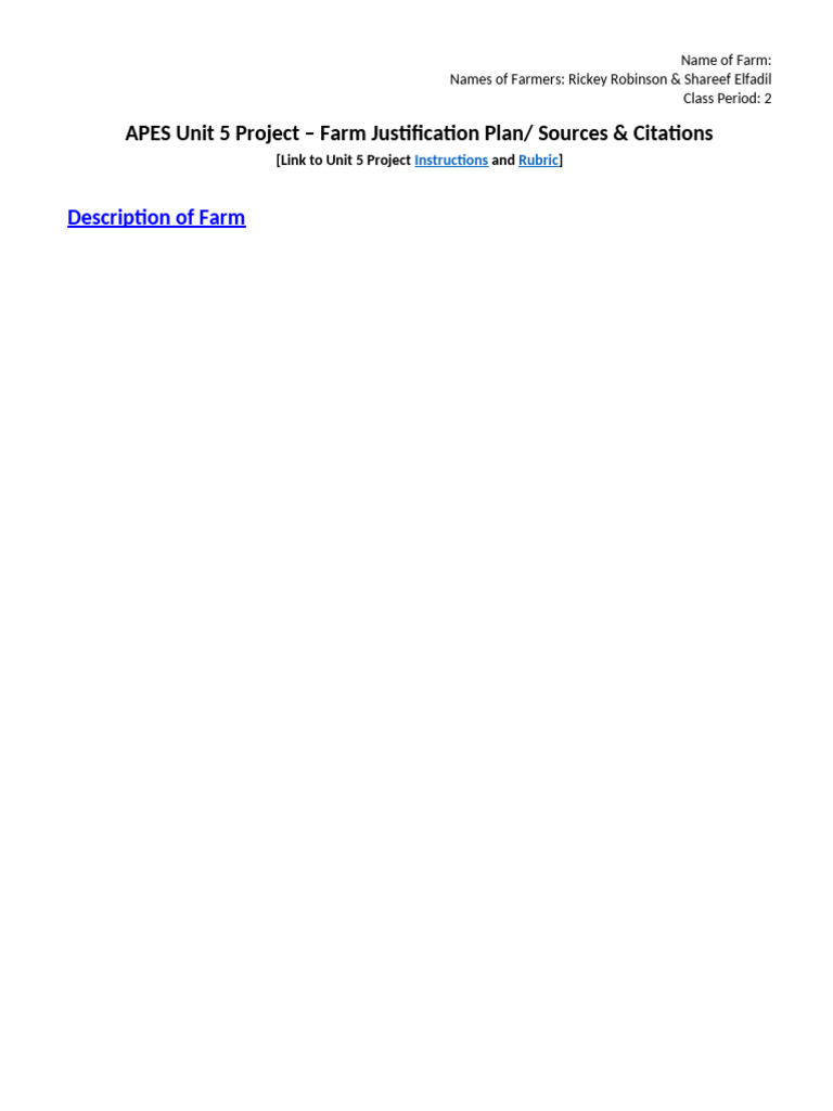 APES Unit 5 Farm Project Plan | PDF