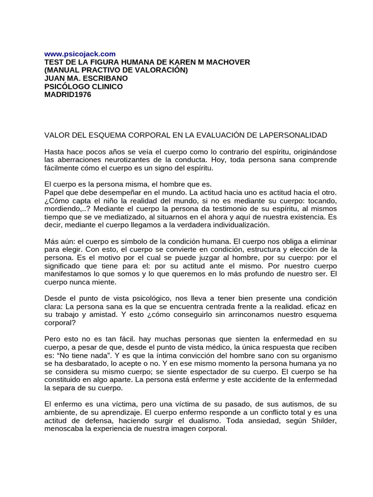 interpretacion machover resumen | PDF | Experiencia | Las emociones