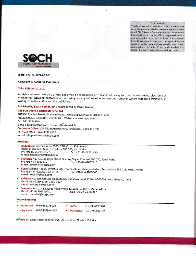 SOCH - Simplified Ophthalmology Conceptual Handbook | PDF