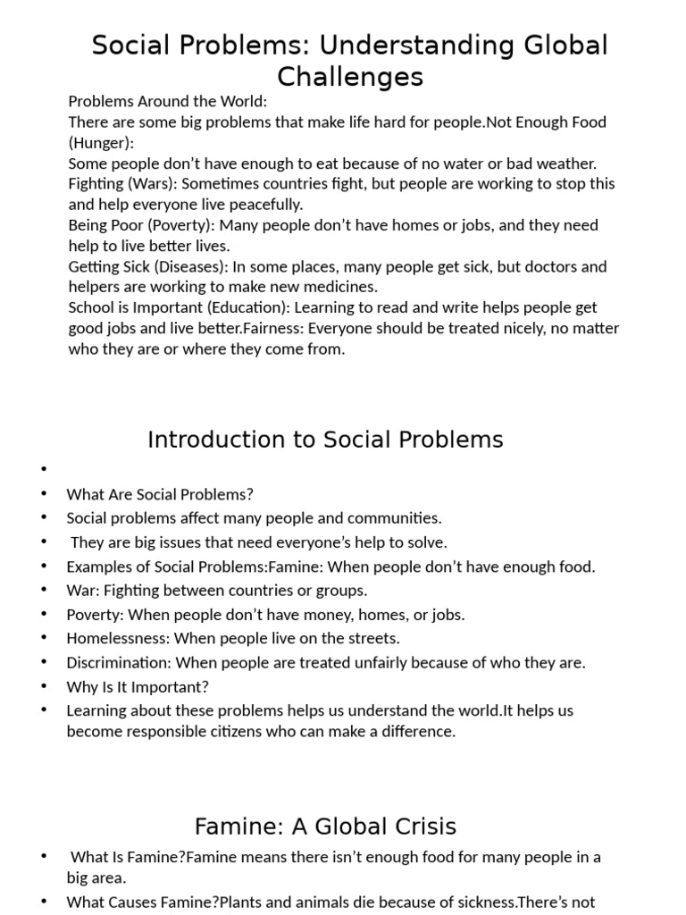 Social Problems Understanding Global Challenges | PDF | Poverty ...