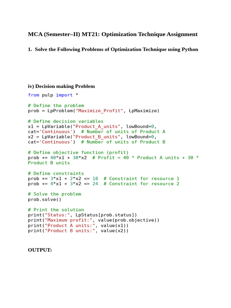 OT Assignment 1 | PDF