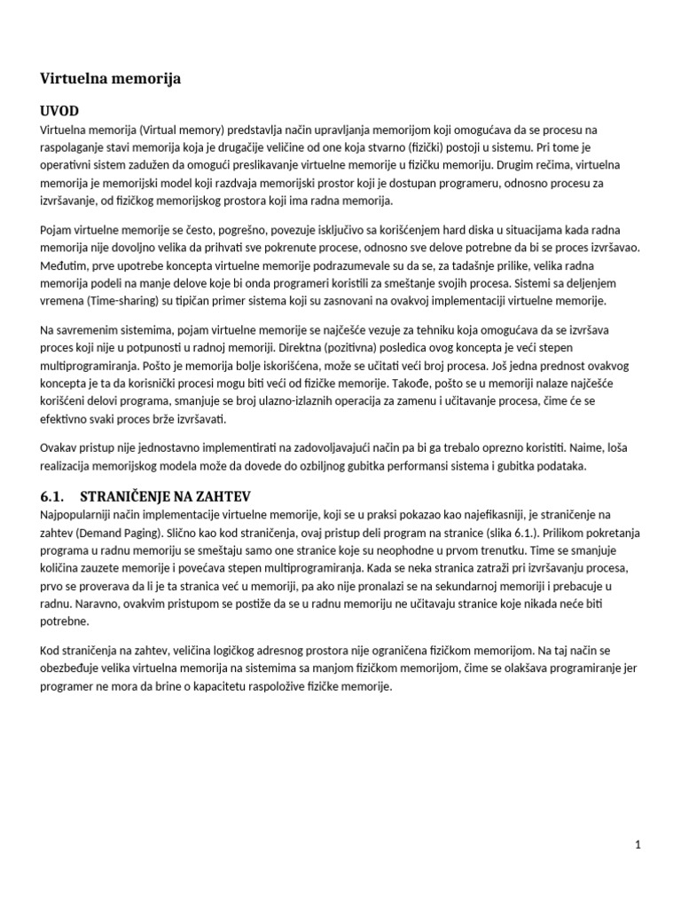 Virtuelna Memorija | PDF