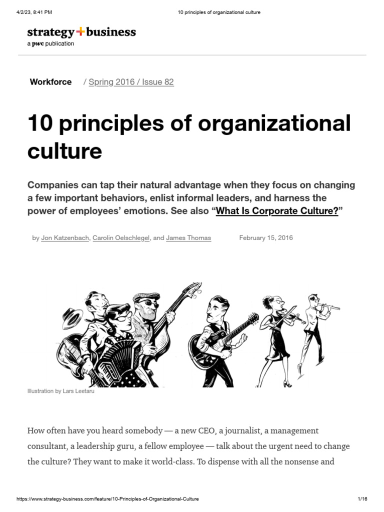 10 principles of organizational culture | PDF | Leadership ...