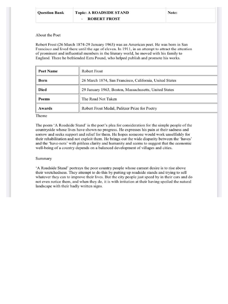 Roadside Stand | PDF