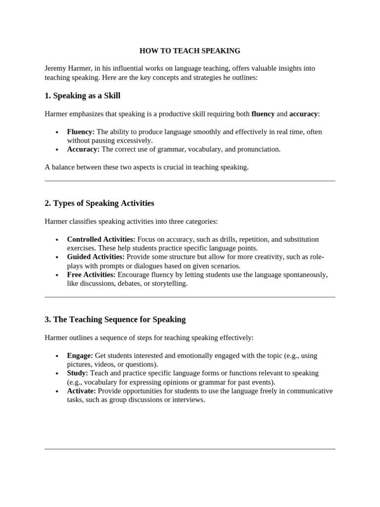 How to Teach Speaking | PDF | Fluency | Language Education