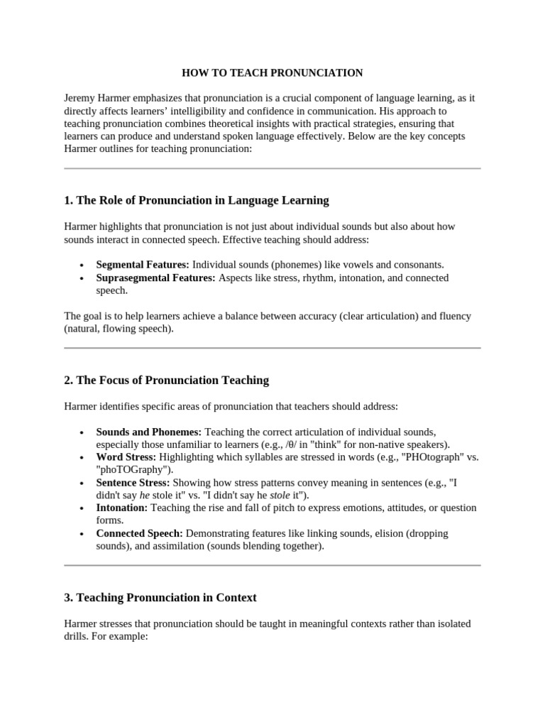 Teaching Pronunciation Effectively | PDF | Stress (Linguistics) | Speech
