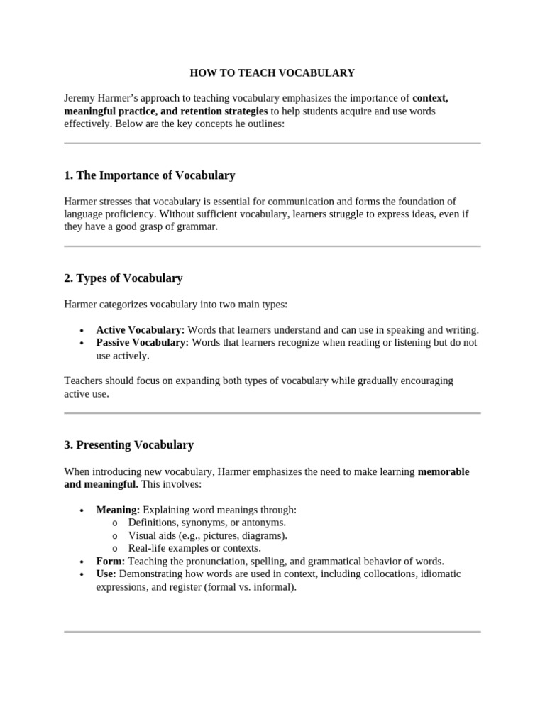 Effective Vocabulary Teaching Strategies | PDF | Vocabulary | Learning