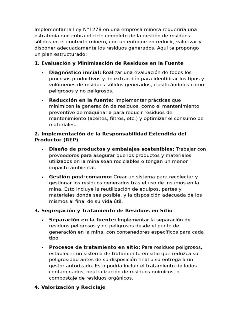 Implementacion de La Ley 1278 | PDF | Reciclaje | Residuos