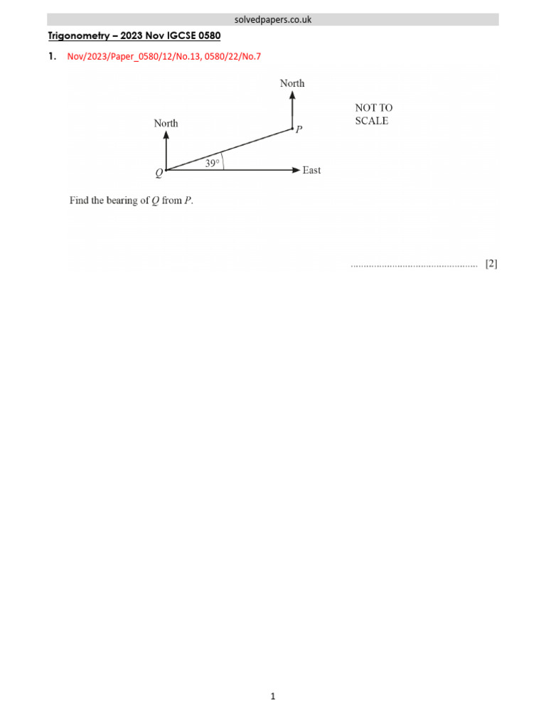 2023n Trigonometry Igcse 0580 Math Pdf