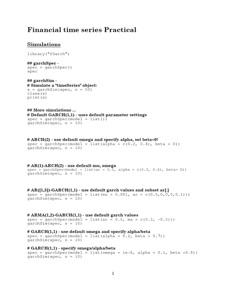 Financial time series Practical | PDF | Estimation Theory | Multivariate Statistics