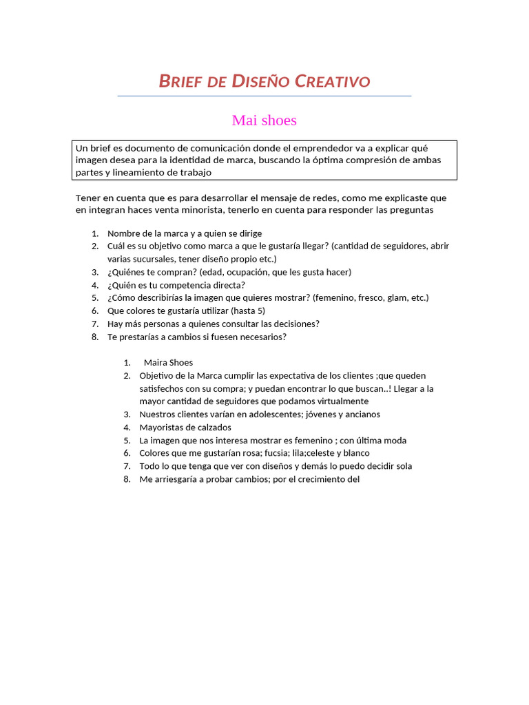 Brief Creativo para Mai Shoes | PDF