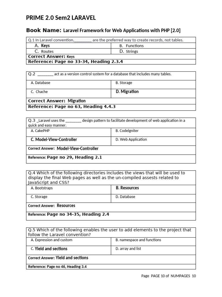 Laravel Exam Prep Guide | PDF | Databases | Php