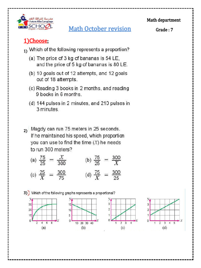 Math October Revision Final | PDF