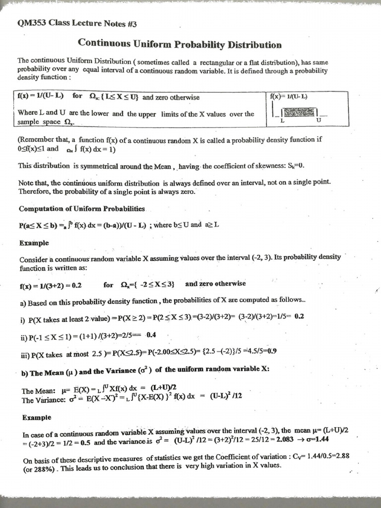 Continuous Uniform Distribution Guide | PDF | Probability Distribution ...