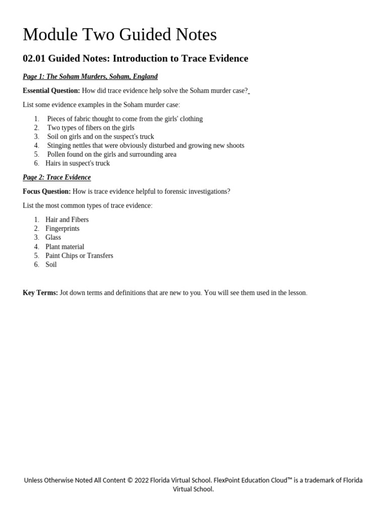 Guided - Notes - Trace - Evidence | PDF | Cell (Biology) | Eukaryotes