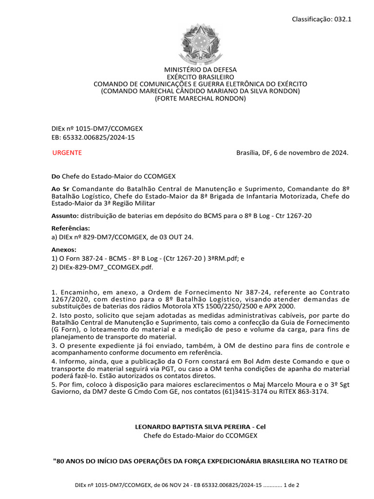 DIEx | PDF | Staff (militar) | Batalhão