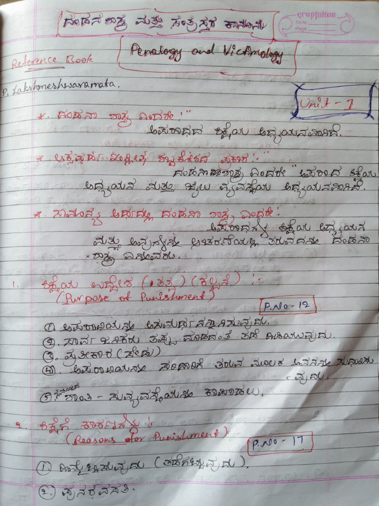 Penology and Victimology Notes in Kannada | PDF