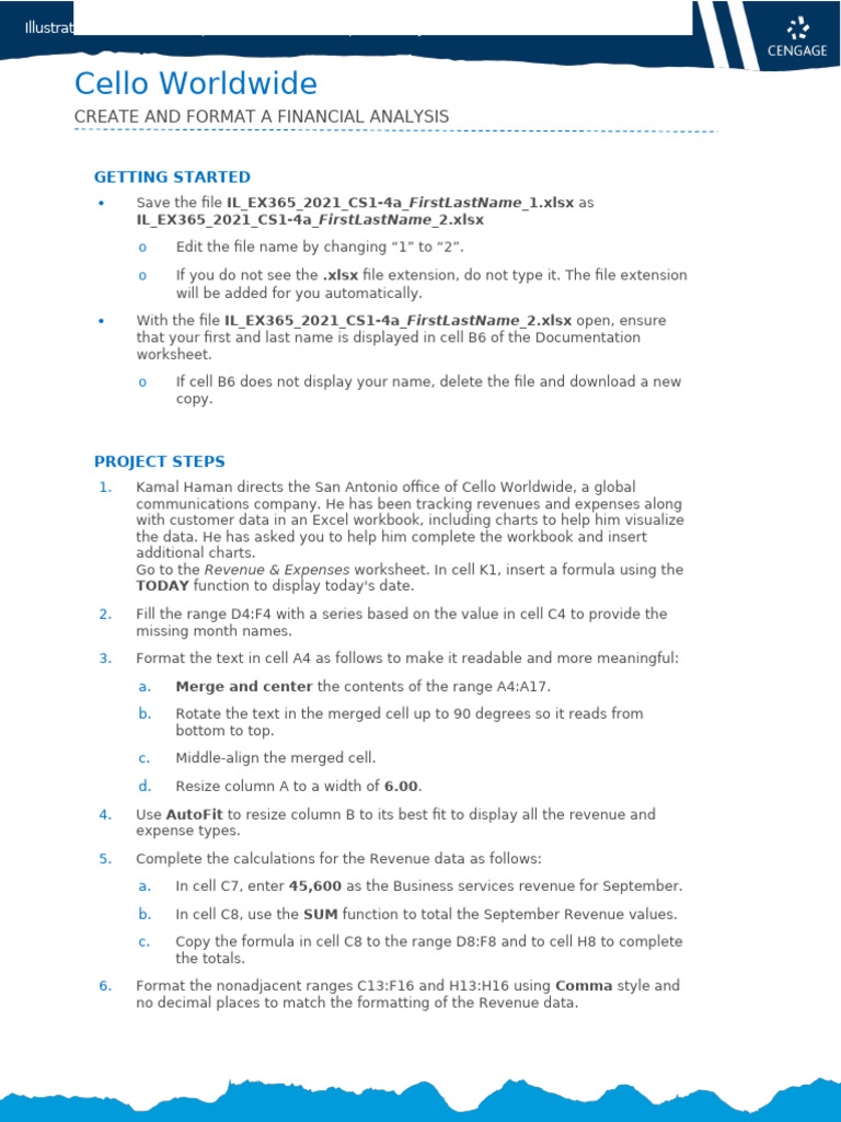 Instructions IL EX365 2021 CS1-4a | PDF | Microsoft Excel | Worksheet