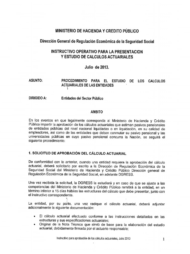 Formato Calculos Actuariales Julio 2013 | PDF