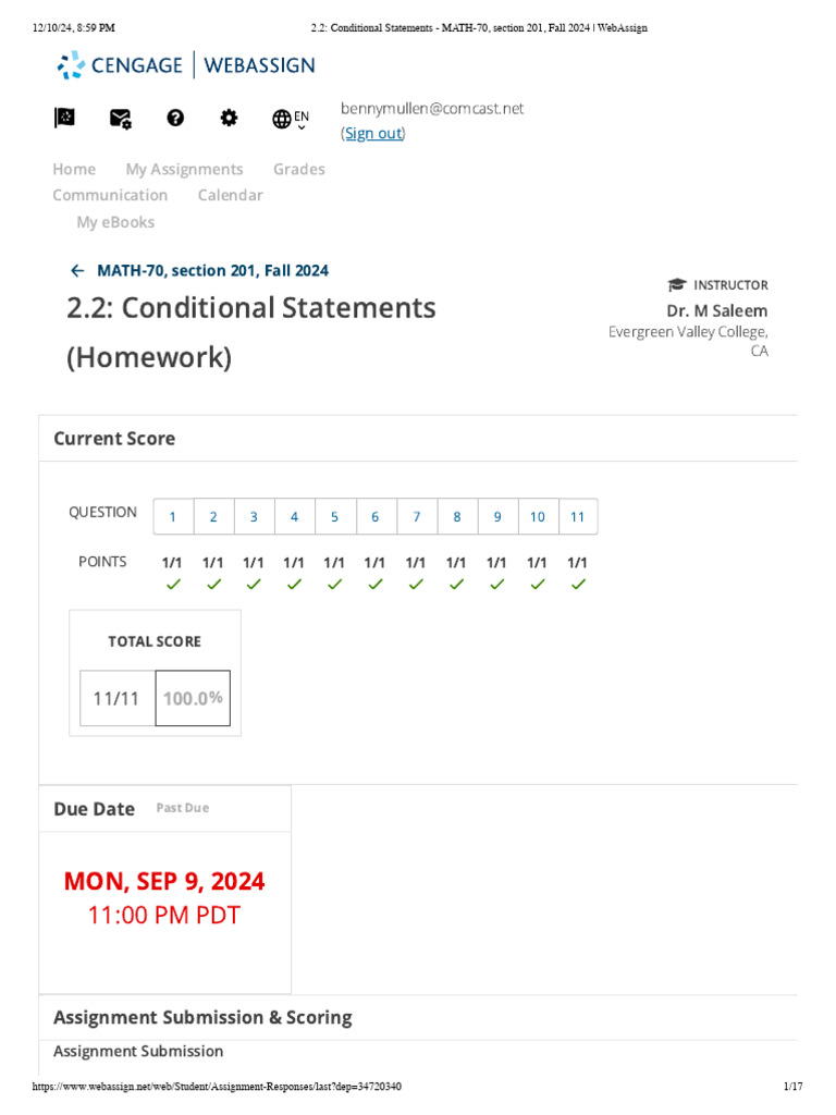 2.2 - Conditional Statements - MATH-70, Section 201, Fall 2024 - WebAssign | PDF | Semiotics ...