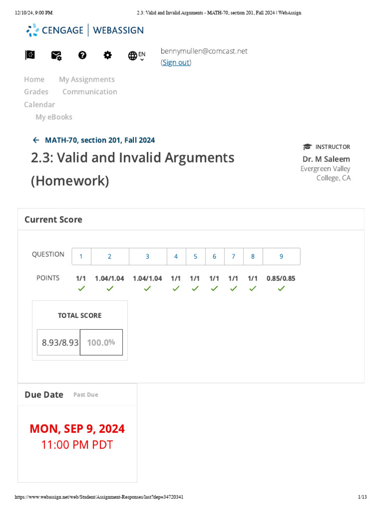 2.3_ Valid and Invalid Arguments - MATH-70, section 201, Fall 2024 ...
