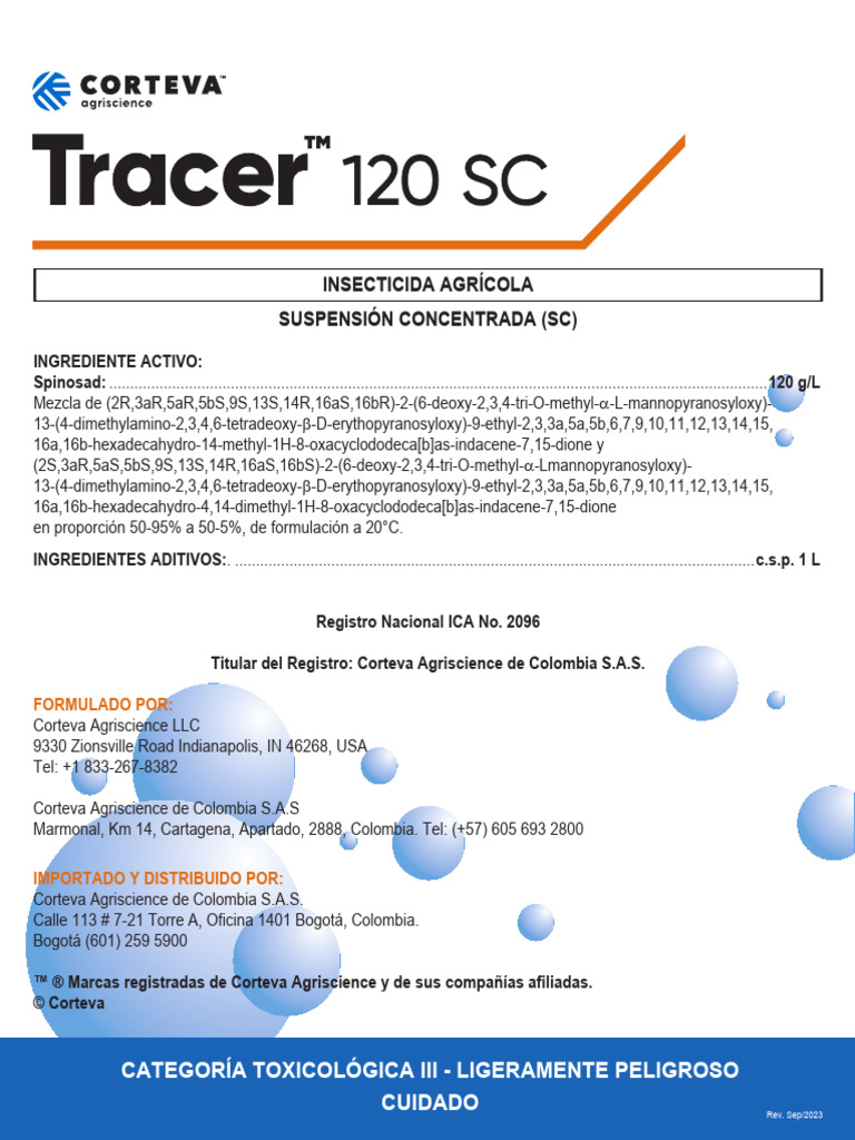 Ficha Técnica Insecticida Tracer 120 SC | PDF | Agua | Pesticida