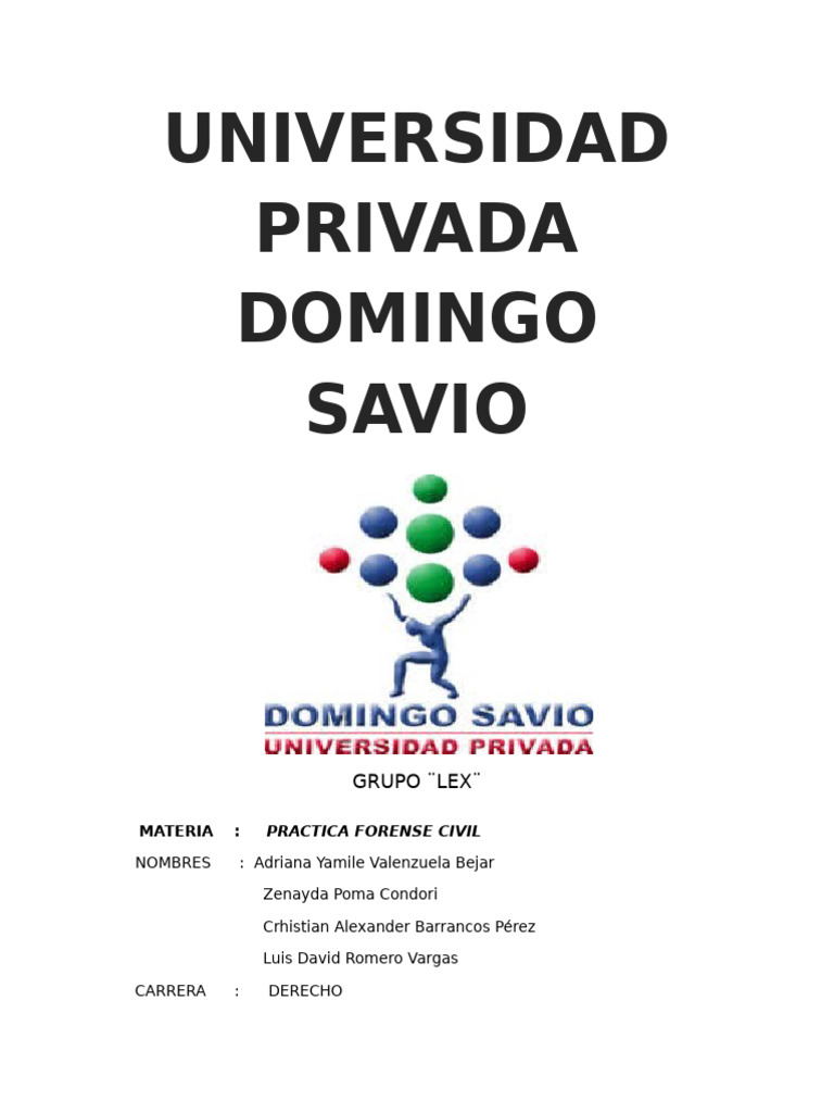 Universidad Privada Domingo Savio | PDF | Debido al proceso | Ley procesal