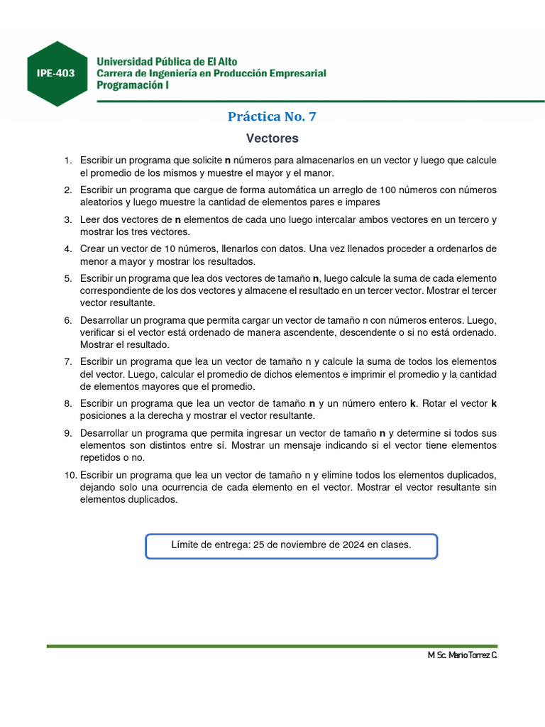 Practica 06 Vectores | PDF