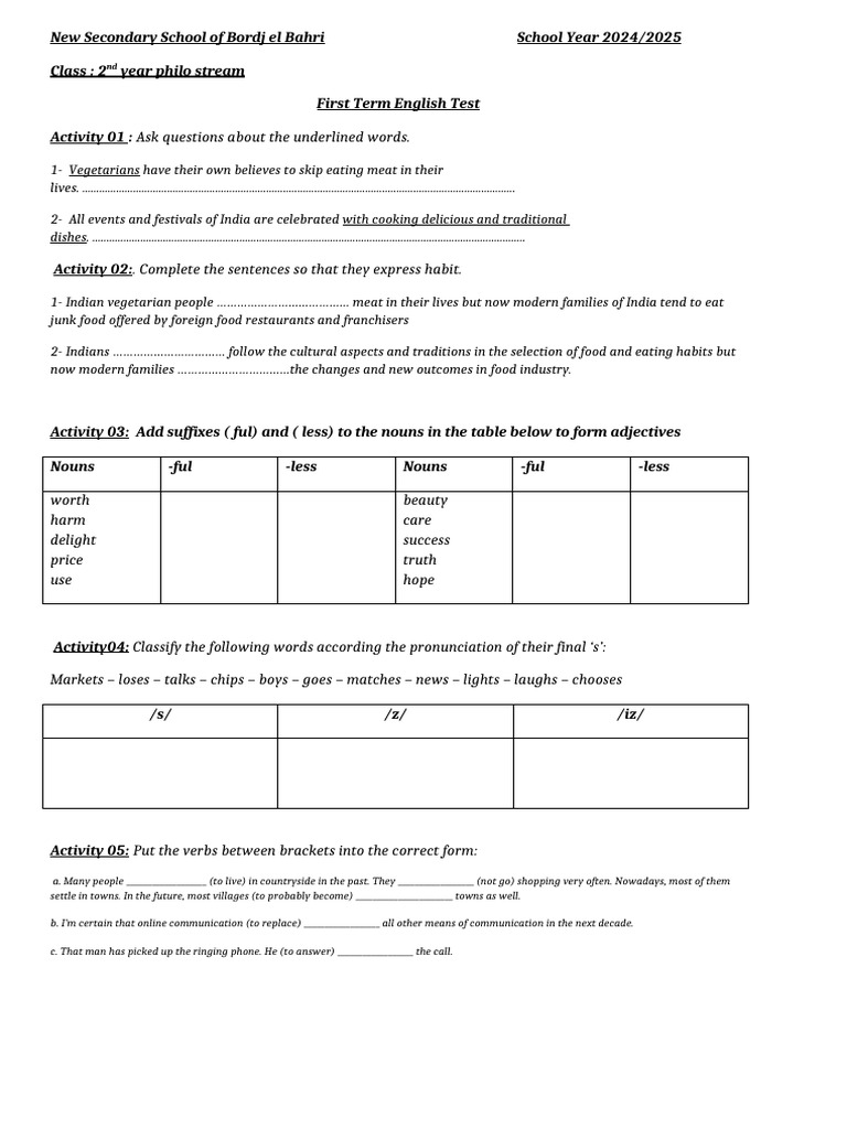 2 Philo Test First Simester | PDF | English Language | Morphology