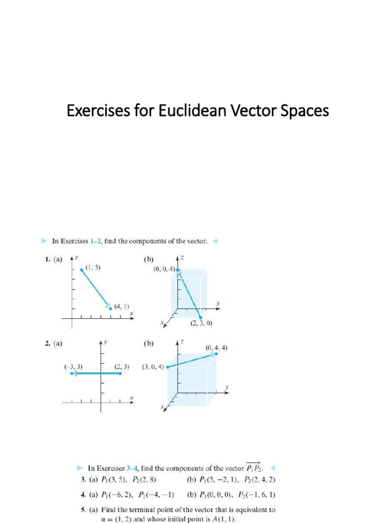 Exercises For Euclidean Vector Spaces | PDF