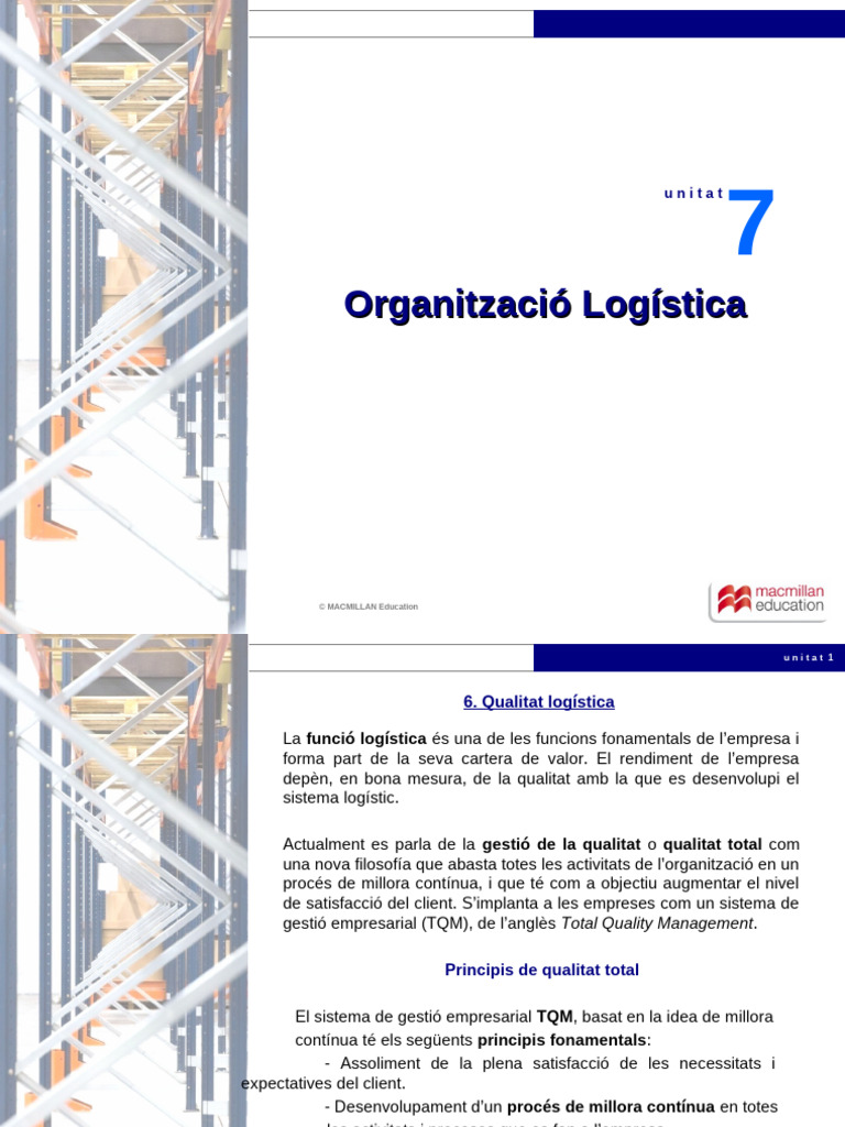 Tema 7 de Logística-La Funció Logística I La Cadena Logística - 4A PART en Procés | PDF