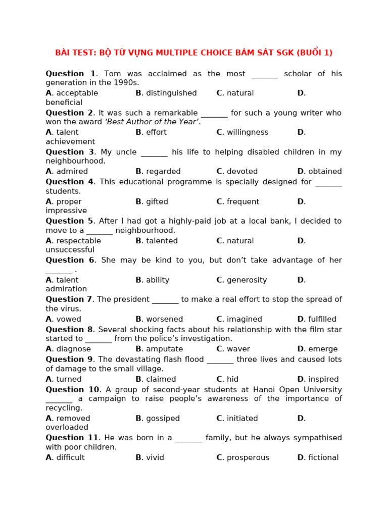 Multiple Choice | PDF | Natural Environment | Environment
