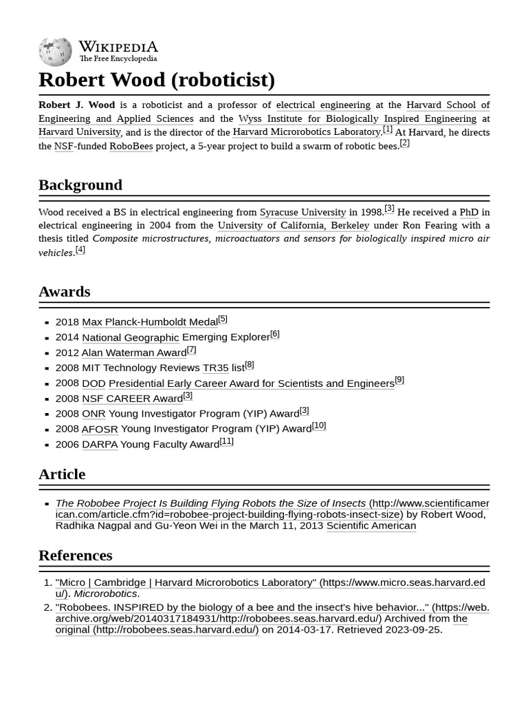 Robert_Wood_(roboticist) | PDF | Robotics | Engineering