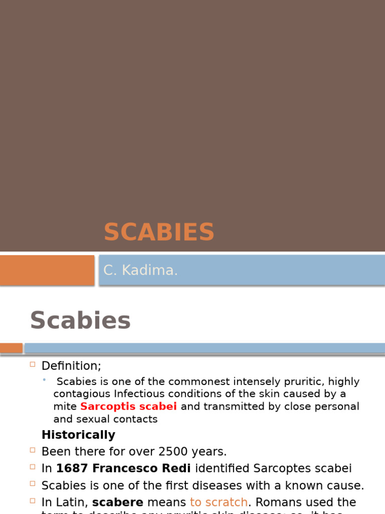 SCABIES Lecture Dermatology. - 094314 | PDF | Epidemiology | Skin