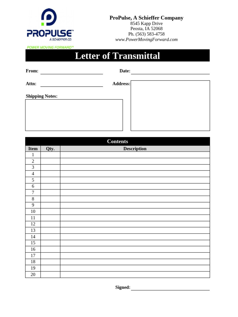Transmittal Form | PDF