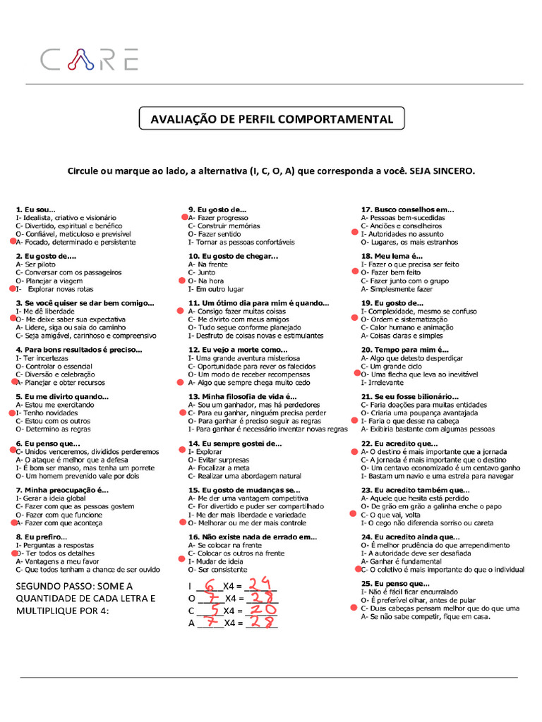 Teste de Perfil Comportamental_Frente_cópia | PDF